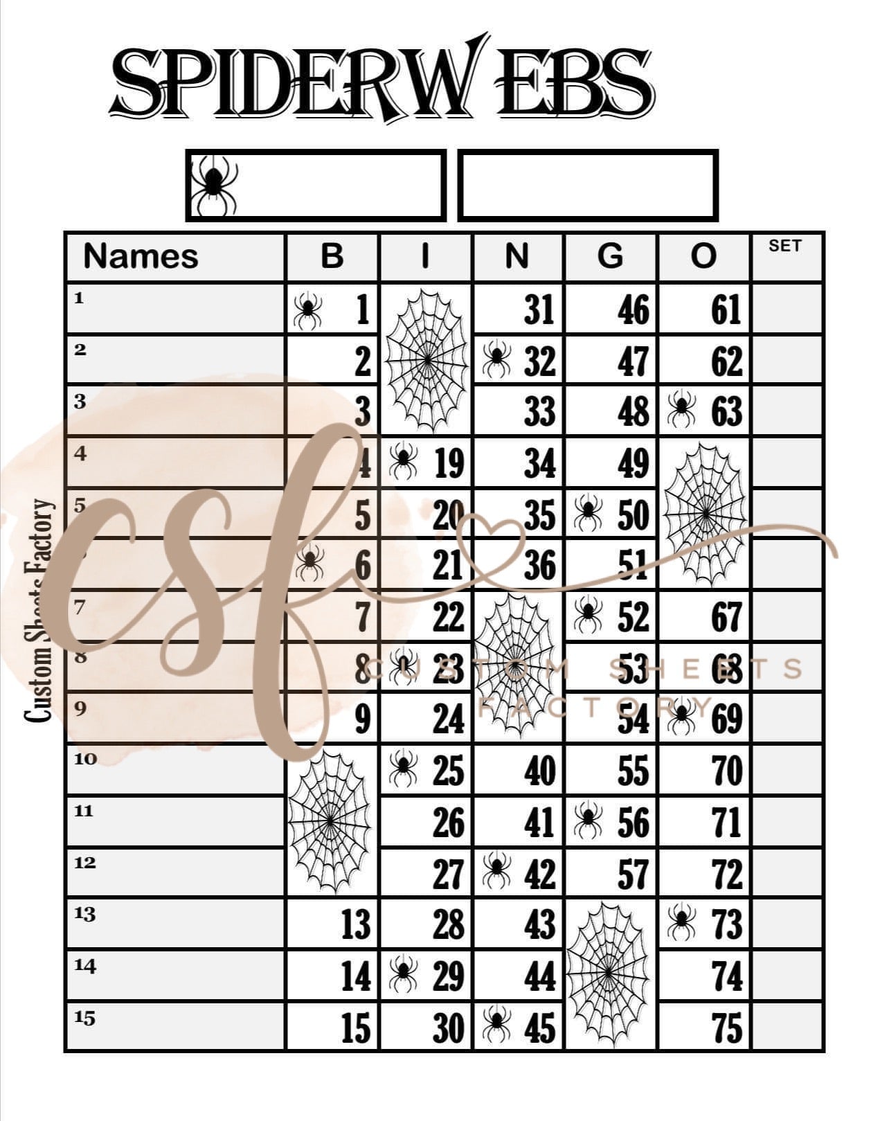 Spider Webs - 15 Line - 75 Ball – Custom Sheets Factory